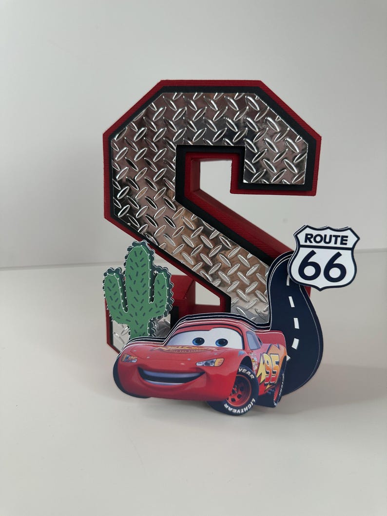 Cars Mcqueen 3D Letter | Route 66 Birthday Party Decor - Etsy