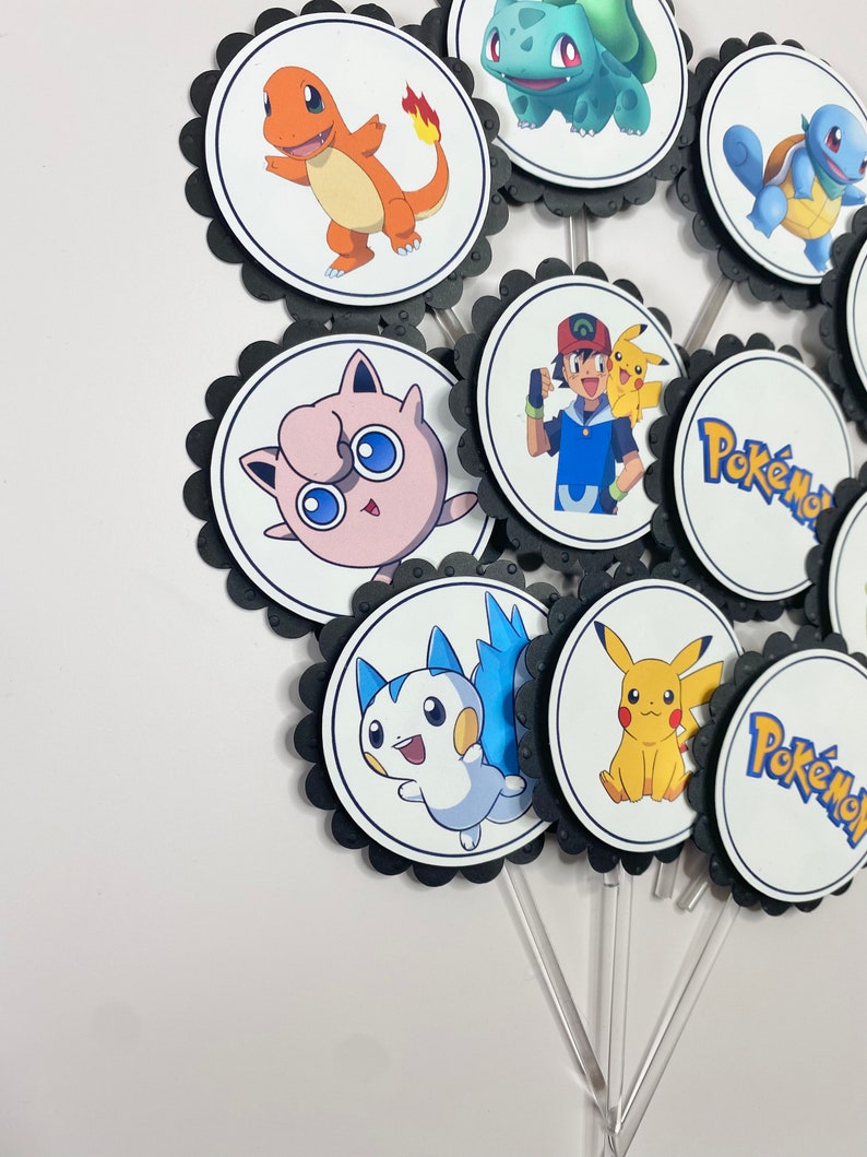 Pokemon Cupcake Toppers | Set of 12, Pikachu Birthday - Etsy