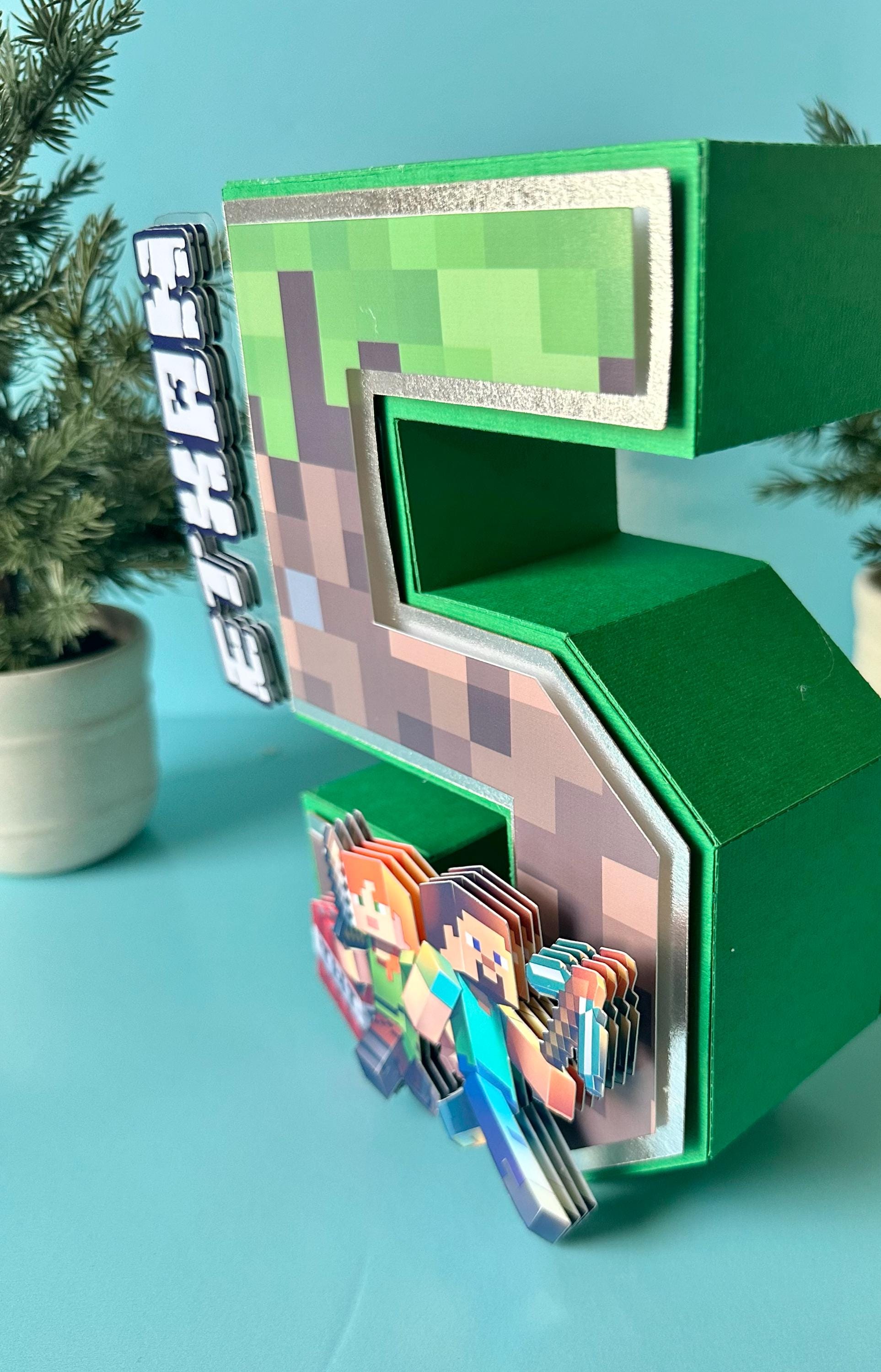 Custom 3D Number | Mine Theme | Pixel Party - Etsy
