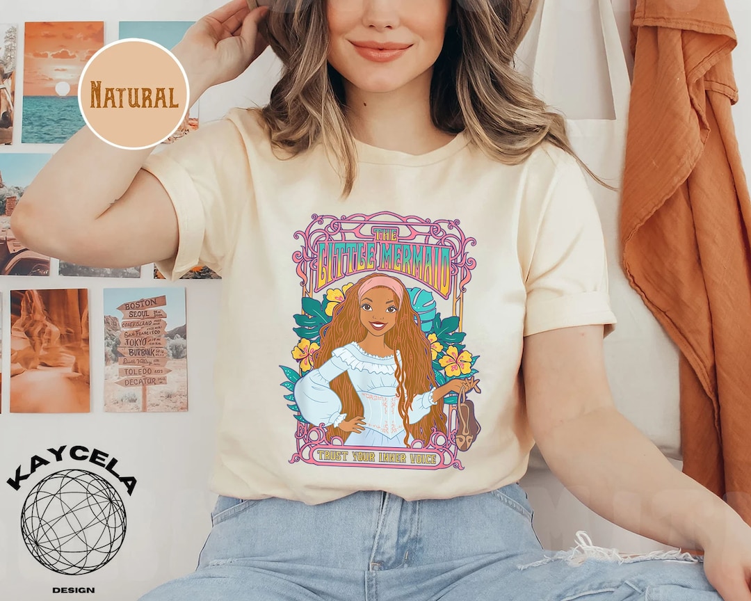 Disney the Little Mermaid Ariel Beautiful Floral Shirt, Black Girl ...