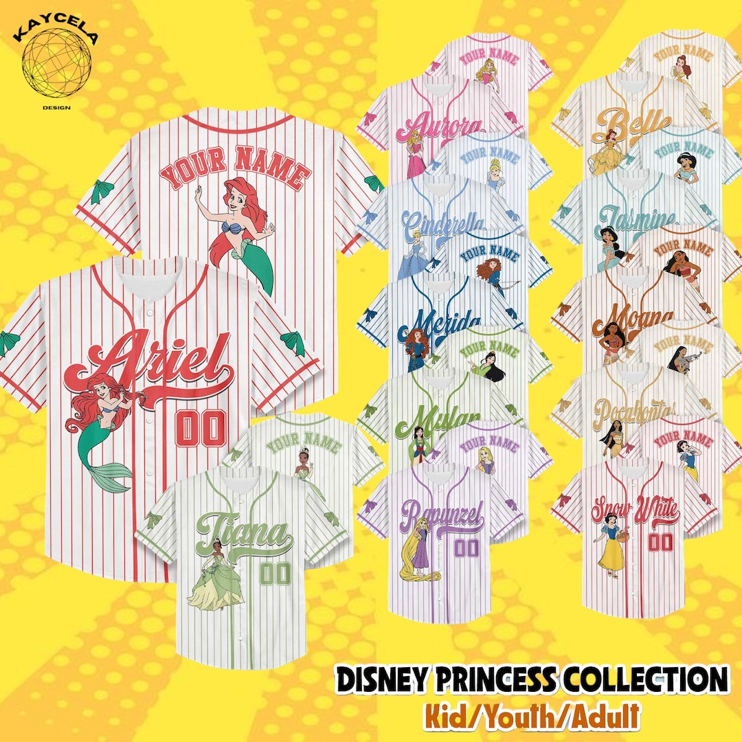 Custom Disney Princess Characters Baseball Jersey, Personalized Disney ...