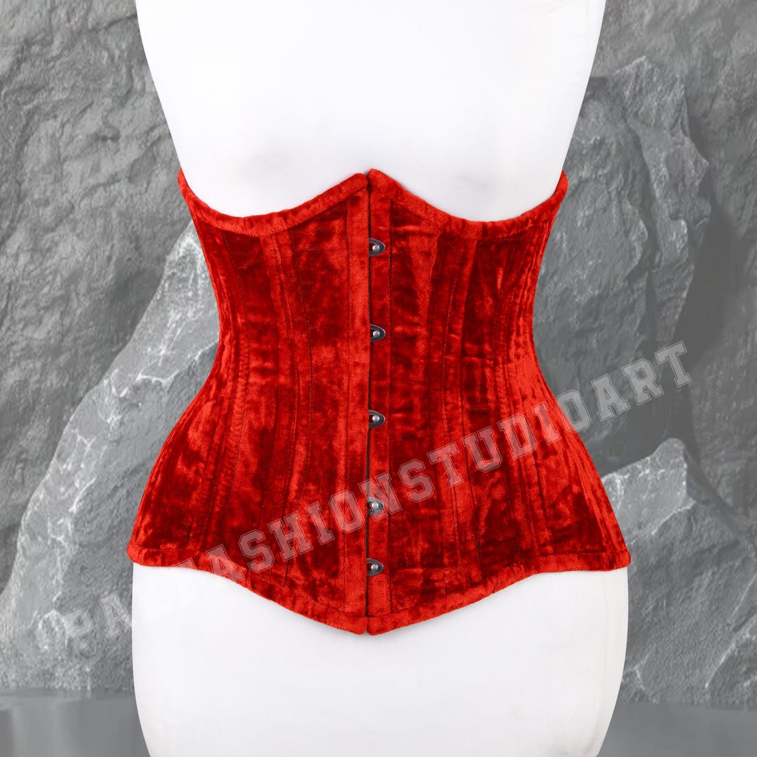 Red Velvet Underbust Corset: Plus Size Christmas Costume, Corset Shaper ...