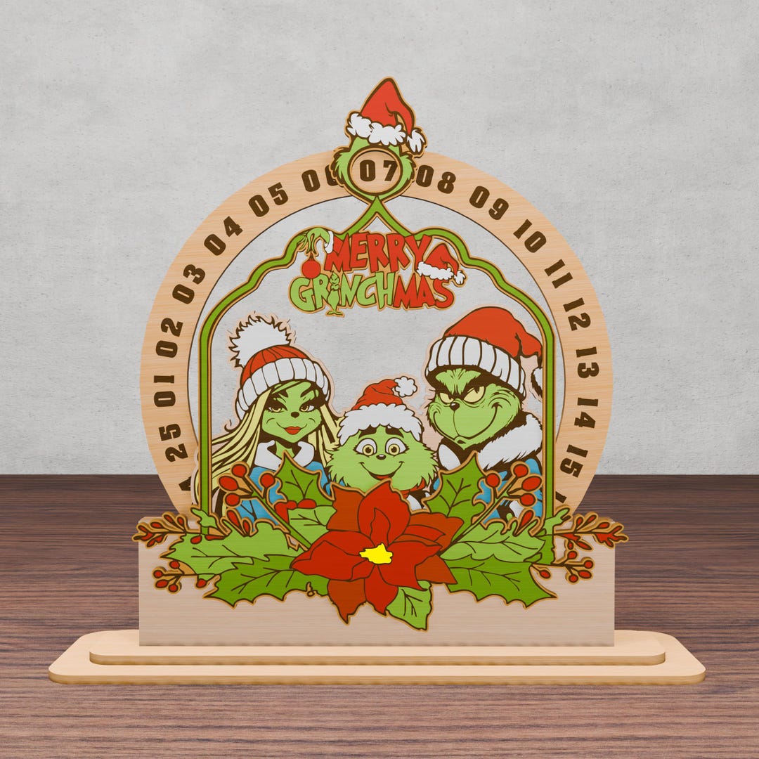 Sliding Christmas Countdown Calendar, Christmas Cartoon Countdown ...
