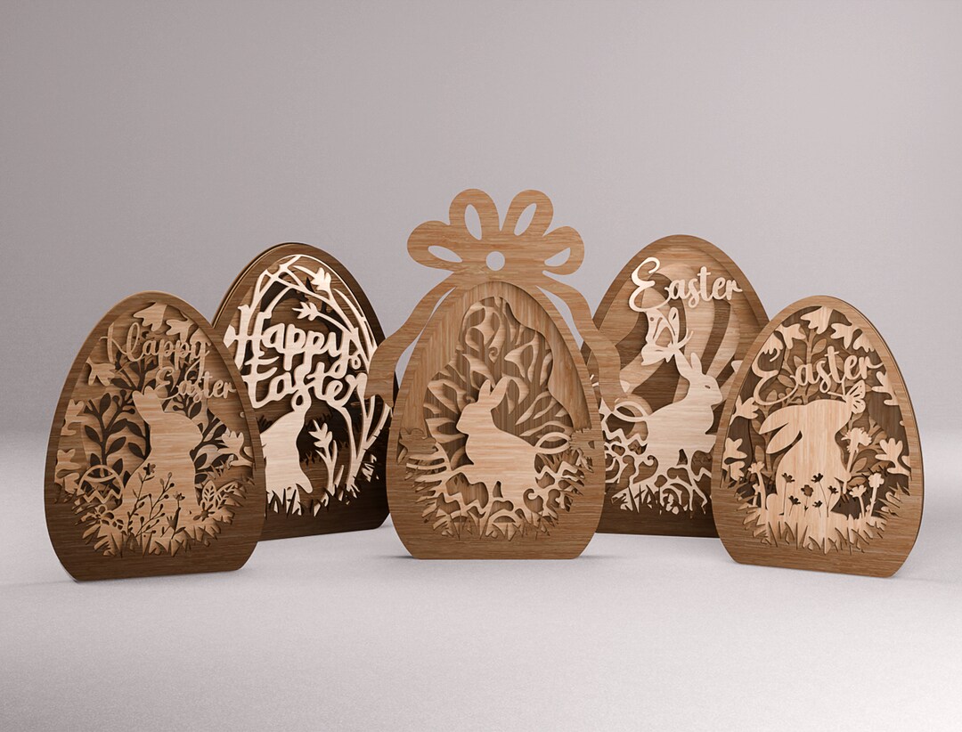 Bundle 5 Eggs EASTER Laser Cut Files for Cnc and Easter Layered Svg ...