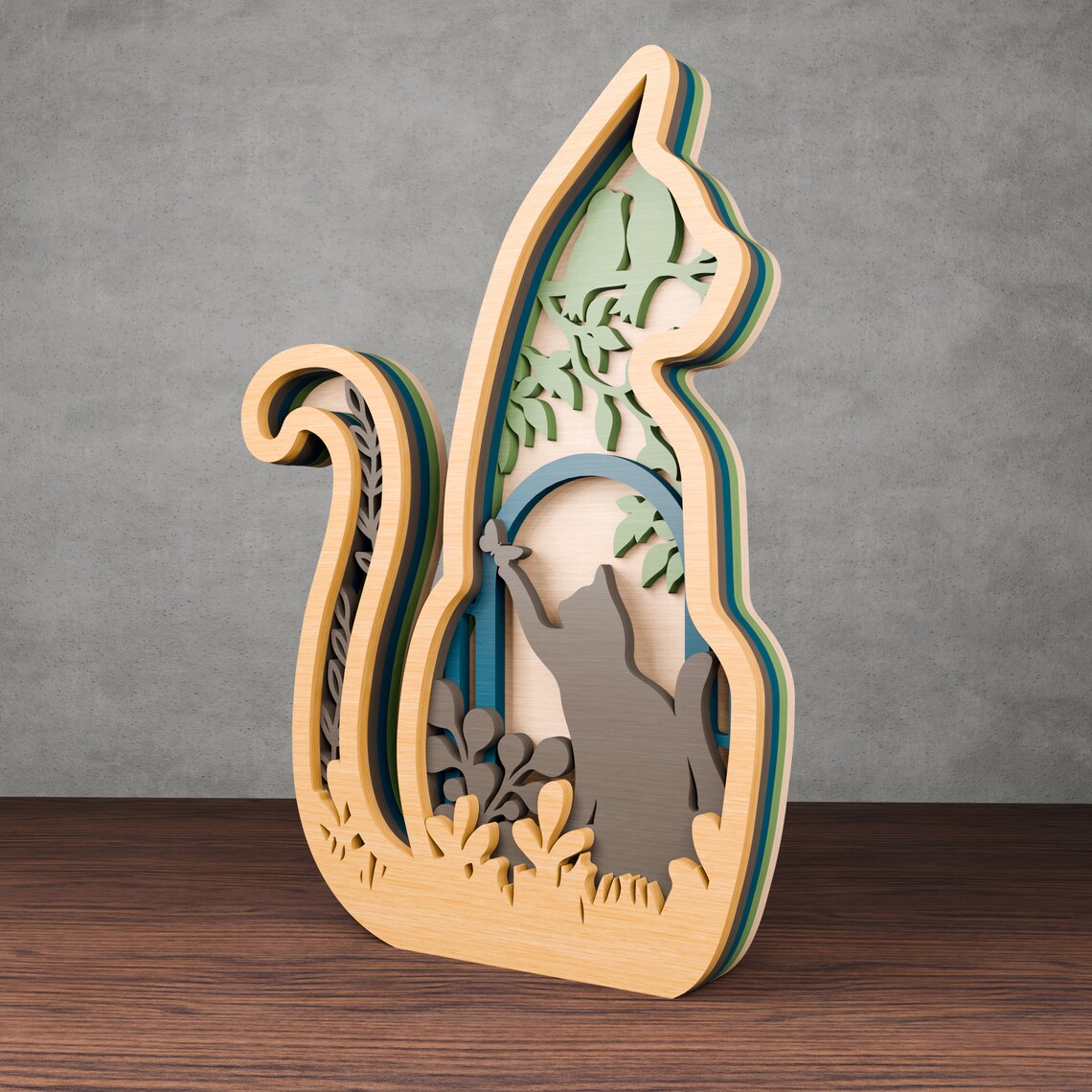 3D Layered Cat SVG: Laser Cut File, 5 Layer Art (digital Download) - Etsy