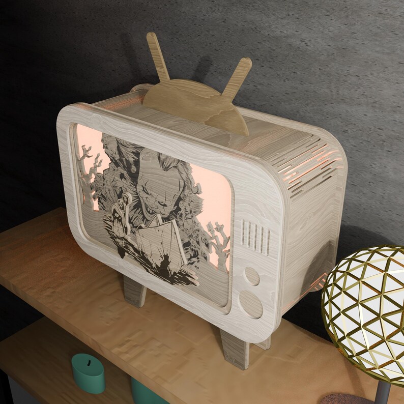 Creepy Clown TV Lightbox SVG: Halloween Horror Laser Cut File (digital ...