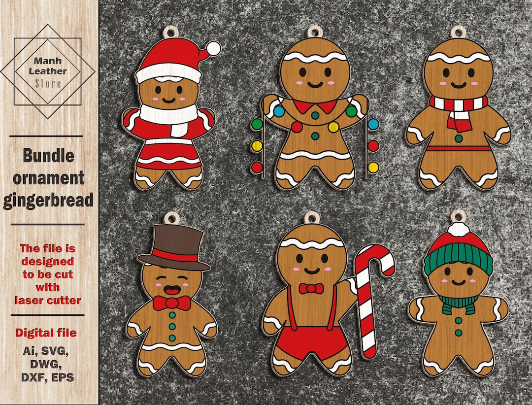Bundle Ornament Gingerbread Christmas Svg, Gingerbread Ornament SVG ...