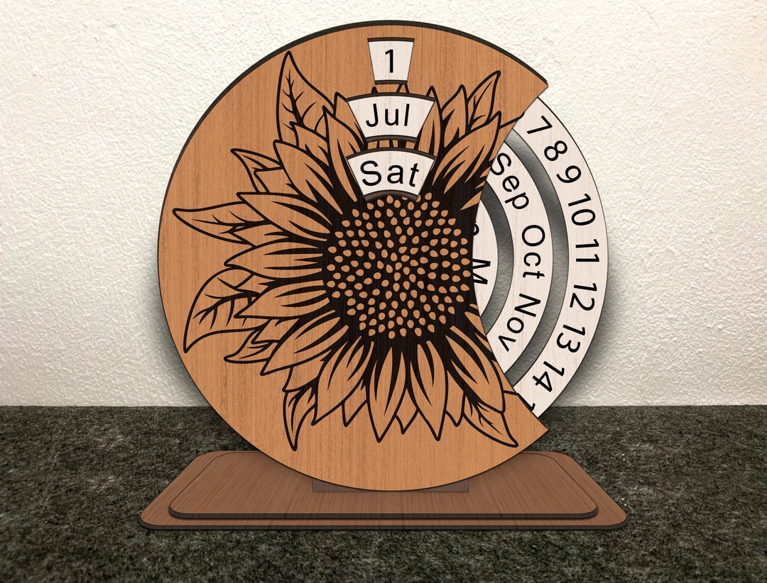 Sunflower Calendar Design File, Calendar Svg, Flower Calendar Decor Svg ...