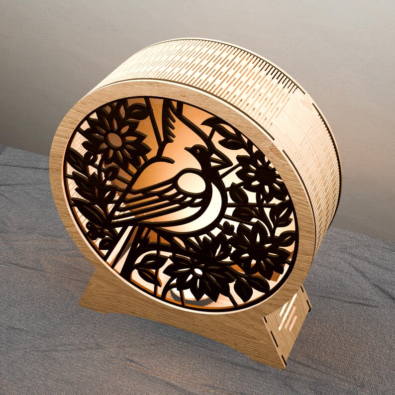 Cardinal Bird SVG Lantern – Layered Light Box for Laser Cutting, Floral ...