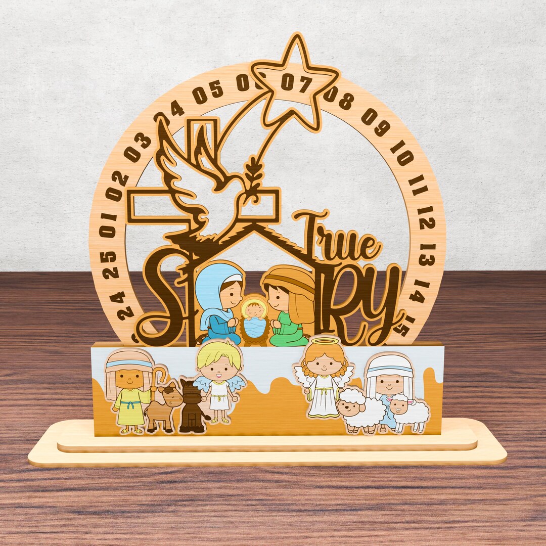 Nativity Countdown Calendar Svg, Nativity Scene Lasercut File Svg, Days ...