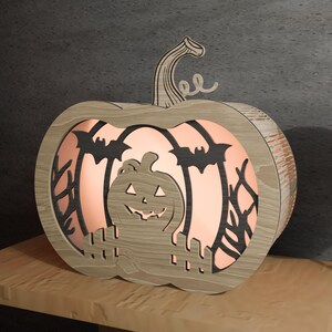 Smiling Pumpkin Lightbox SVG – Halloween Laser Cut File With Fence and ...