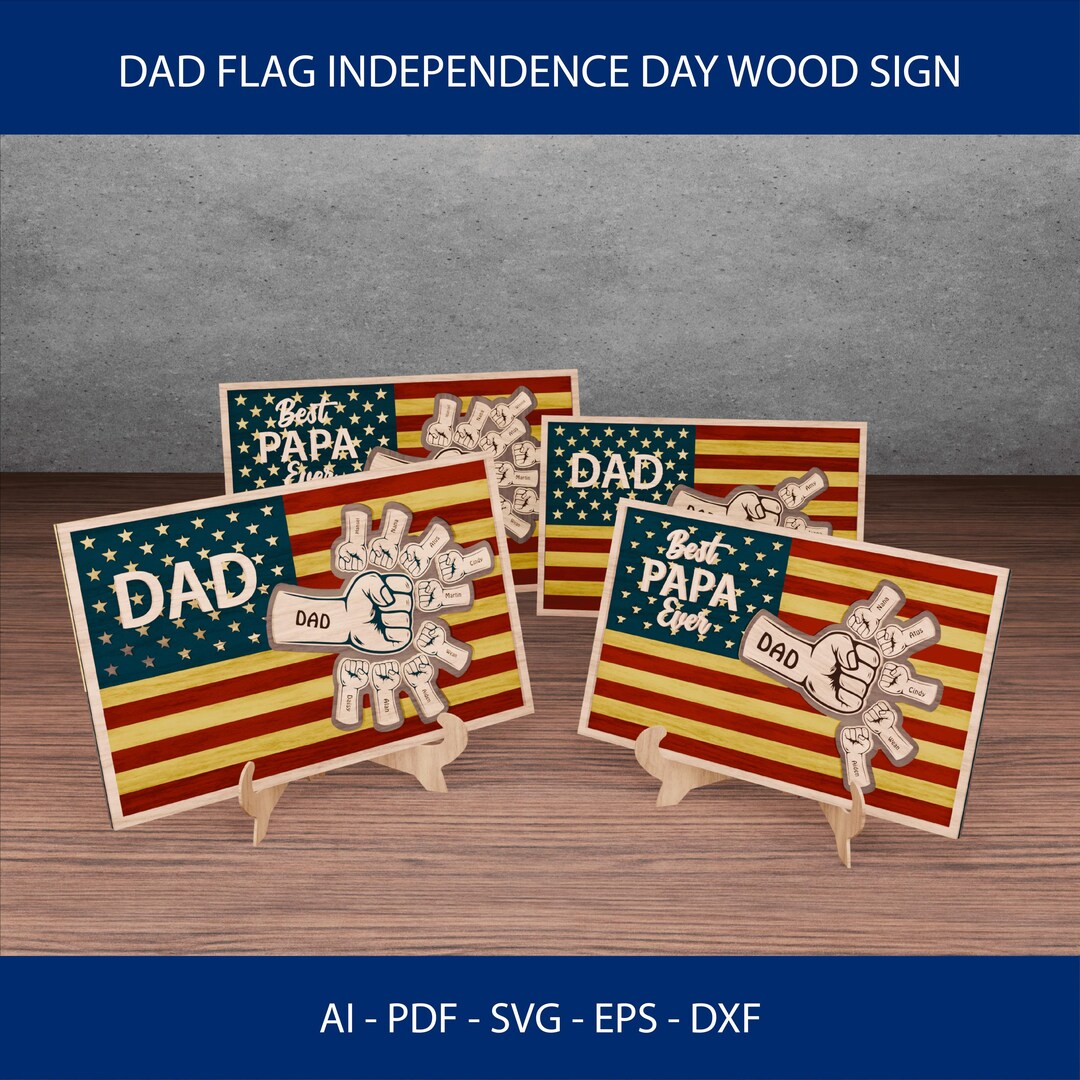 Personalized Dad Flag Wood Sign: First Bump Kids, Father's Day Decor ...