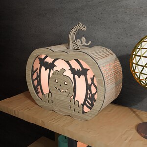 Smiling Pumpkin Lightbox SVG – Halloween Laser Cut File With Fence and ...