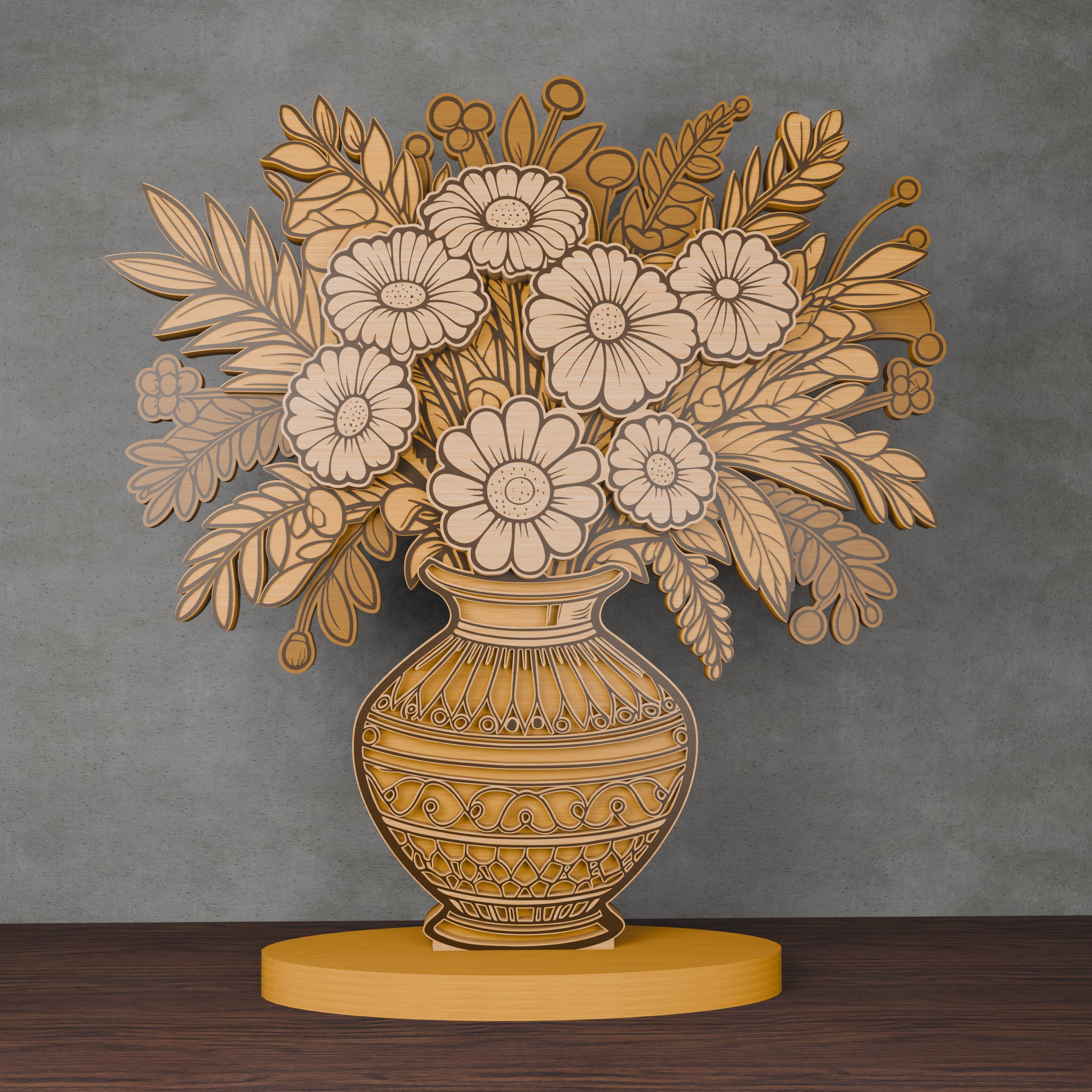 3D Wooden Mandala Vase Flower SVG Bundle: Laser Cut Table Decor ...