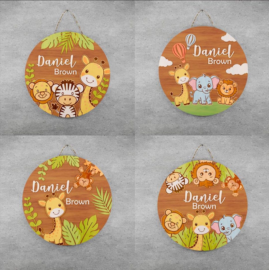 Safari Animal Name Sign Laser Cut File - Jungle Baby Nursery SVG ...