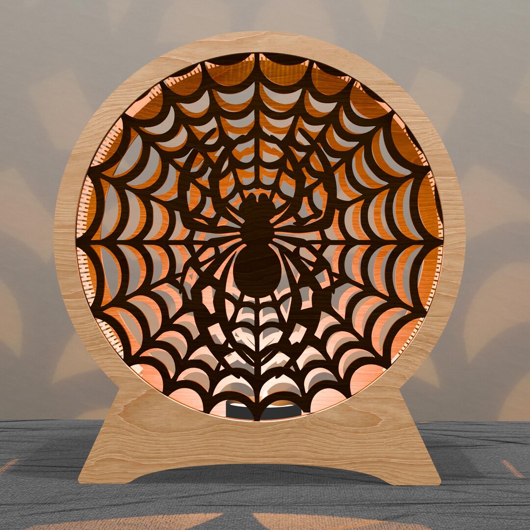 Spider Web Night Light SVG – Halloween Layered Lamp Cut File - Etsy
