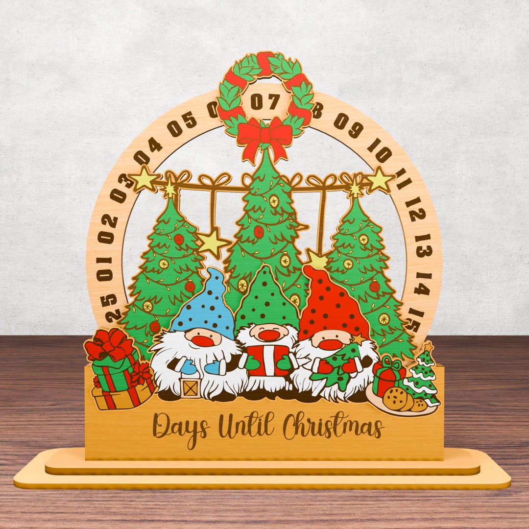 Countdown Calendar Sign SVG, Sliding Christmas Countdown Calendar ...