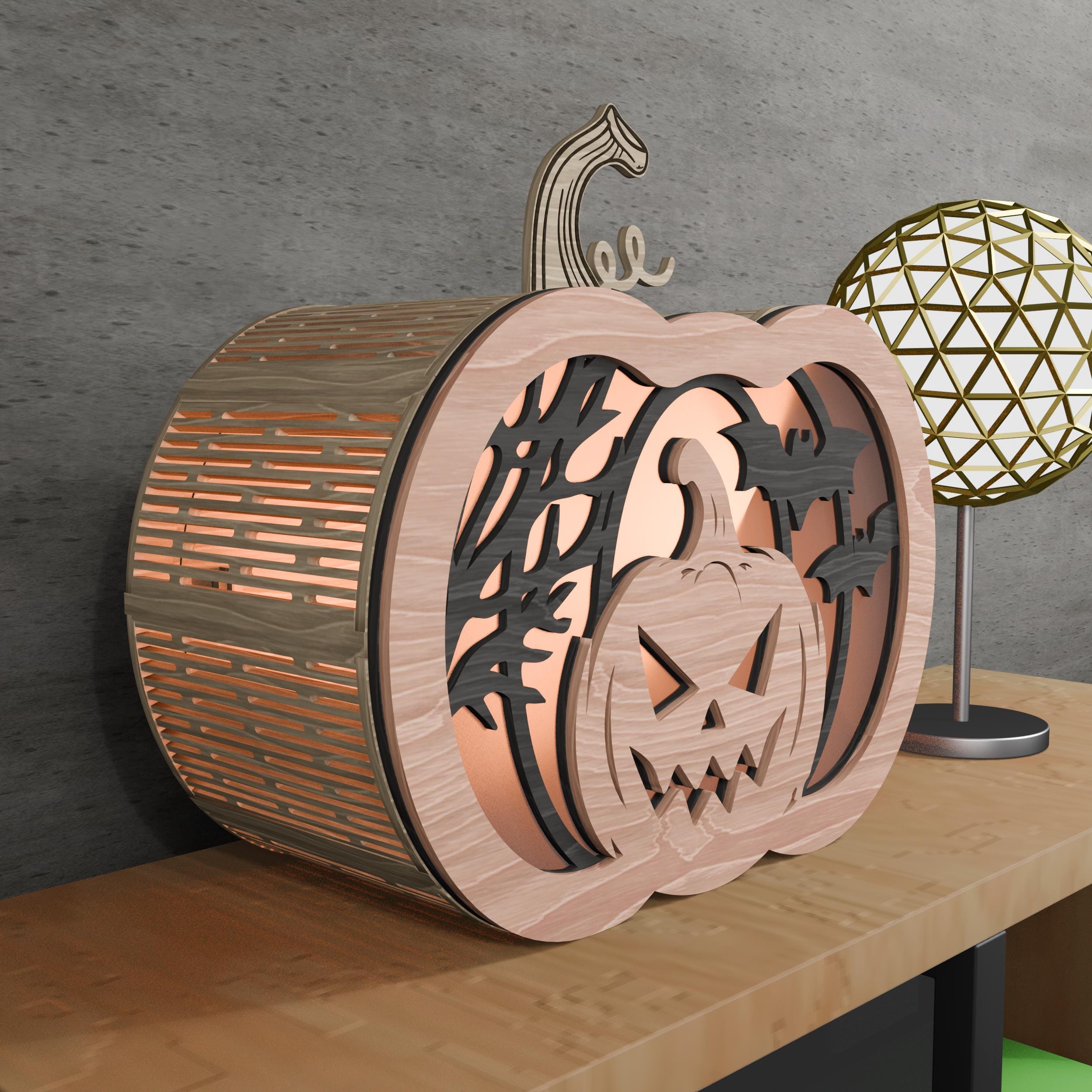 Spooky Pumpkin Lightbox SVG: Halloween Shadowbox Laser Cut File ...