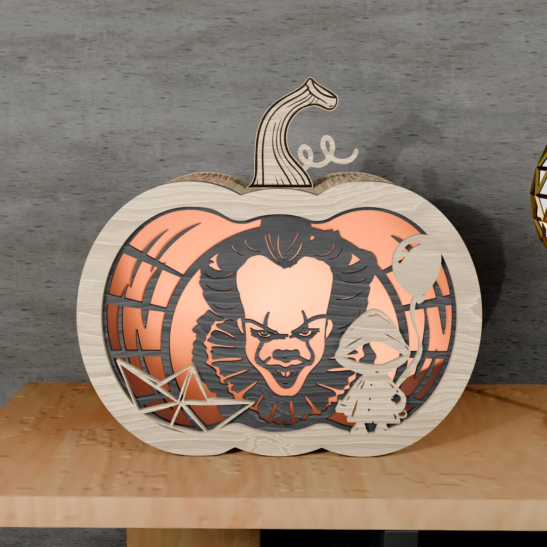 Pennywise Pumpkin Shadow Box SVG, Halloween Laser Cut File - Etsy