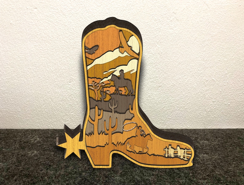 Cowboy Boots SVG Laser Cut Files 9 Layer Art Piece for - Etsy Ireland
