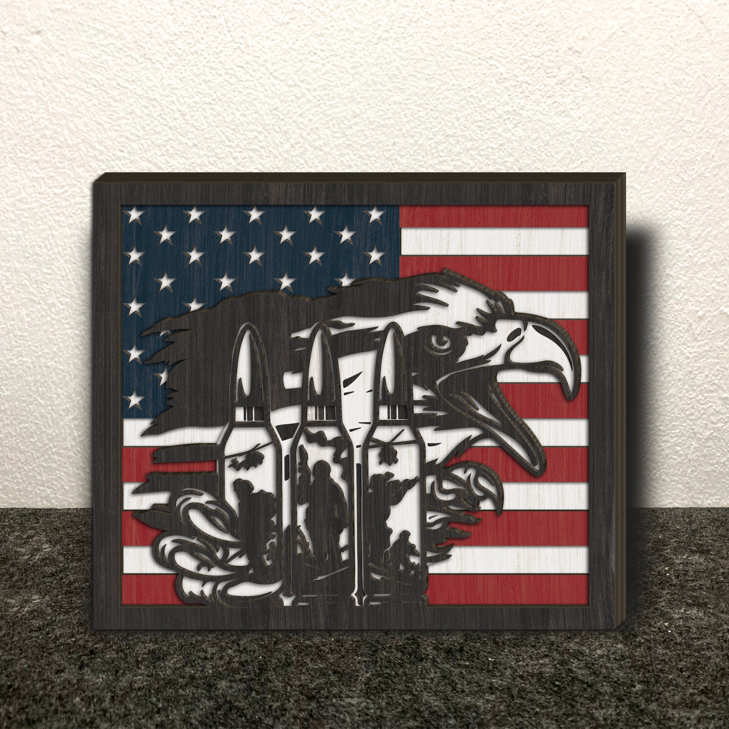 USA Eagle Flag SVG: 4-layer Laser Cut File for Glowforge - Etsy