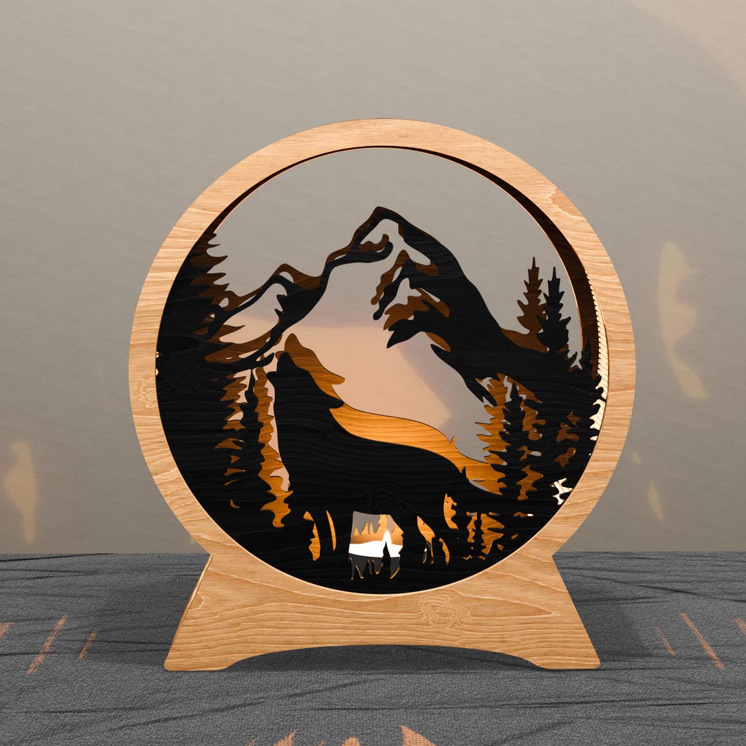 3D Wolf Mountain Lantern SVG: Laser Cut Light Box (digital Download - Etsy