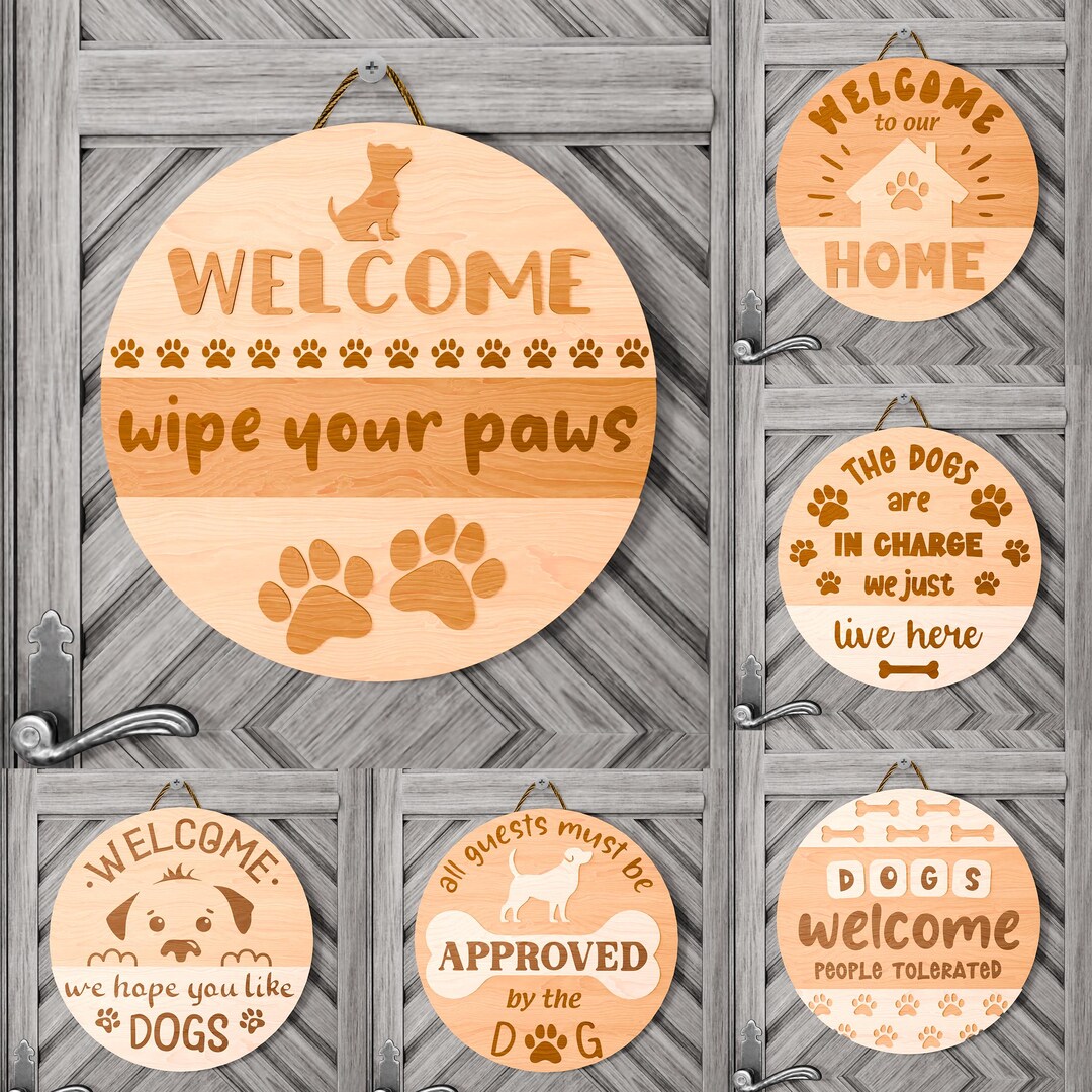 Dog Welcome Sign Laser Cut Bundle (digital Download) - Etsy