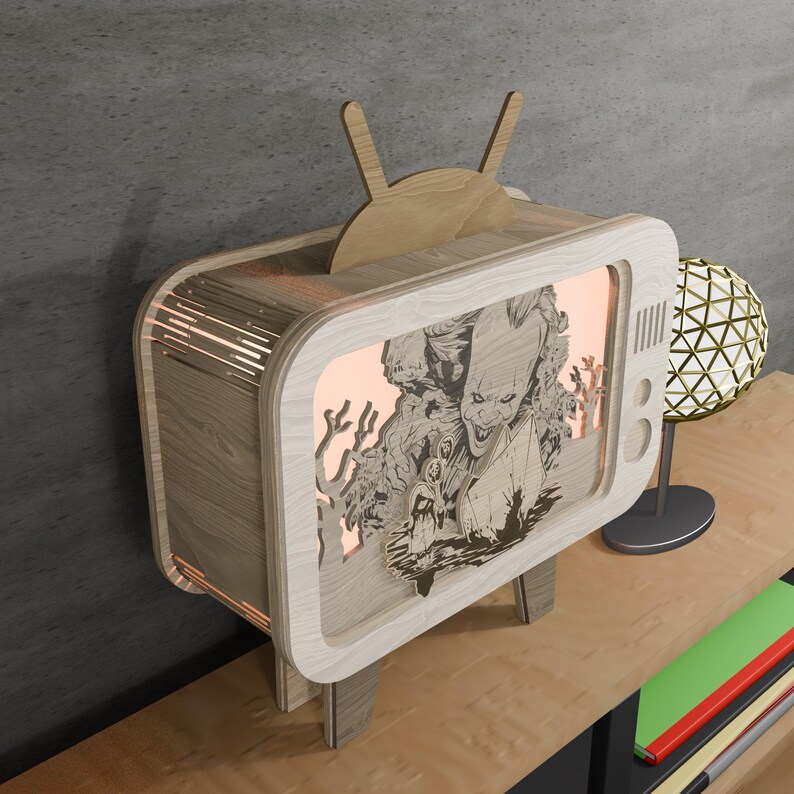Creepy Clown TV Lightbox SVG: Halloween Horror Laser Cut File (digital ...