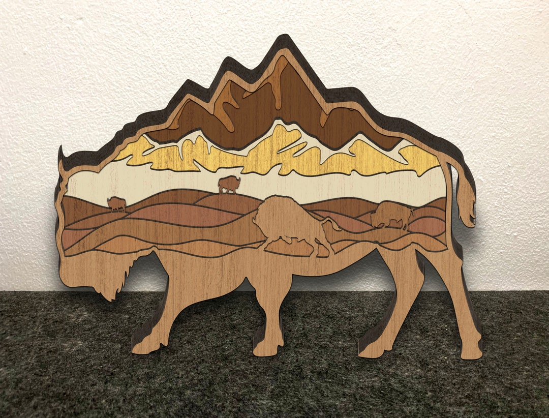 Bison SVG, Laser Cut Files - 10 Layer Art Piece for Glowforge - Multi ...