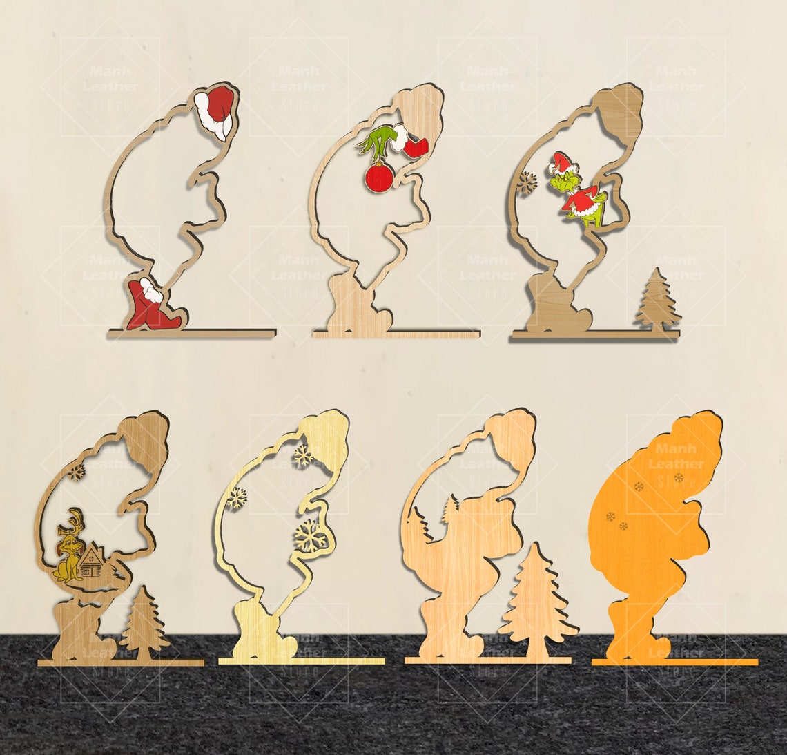 Grinch Multi-layer, Laser Cut Fles - 7 Layer Art Piece for Glowforge ...