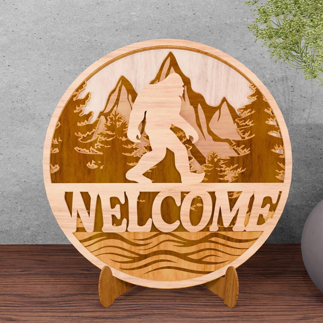 Bigfoot Welcome Sign SVG: Multilayer Laser Cut File - Etsy