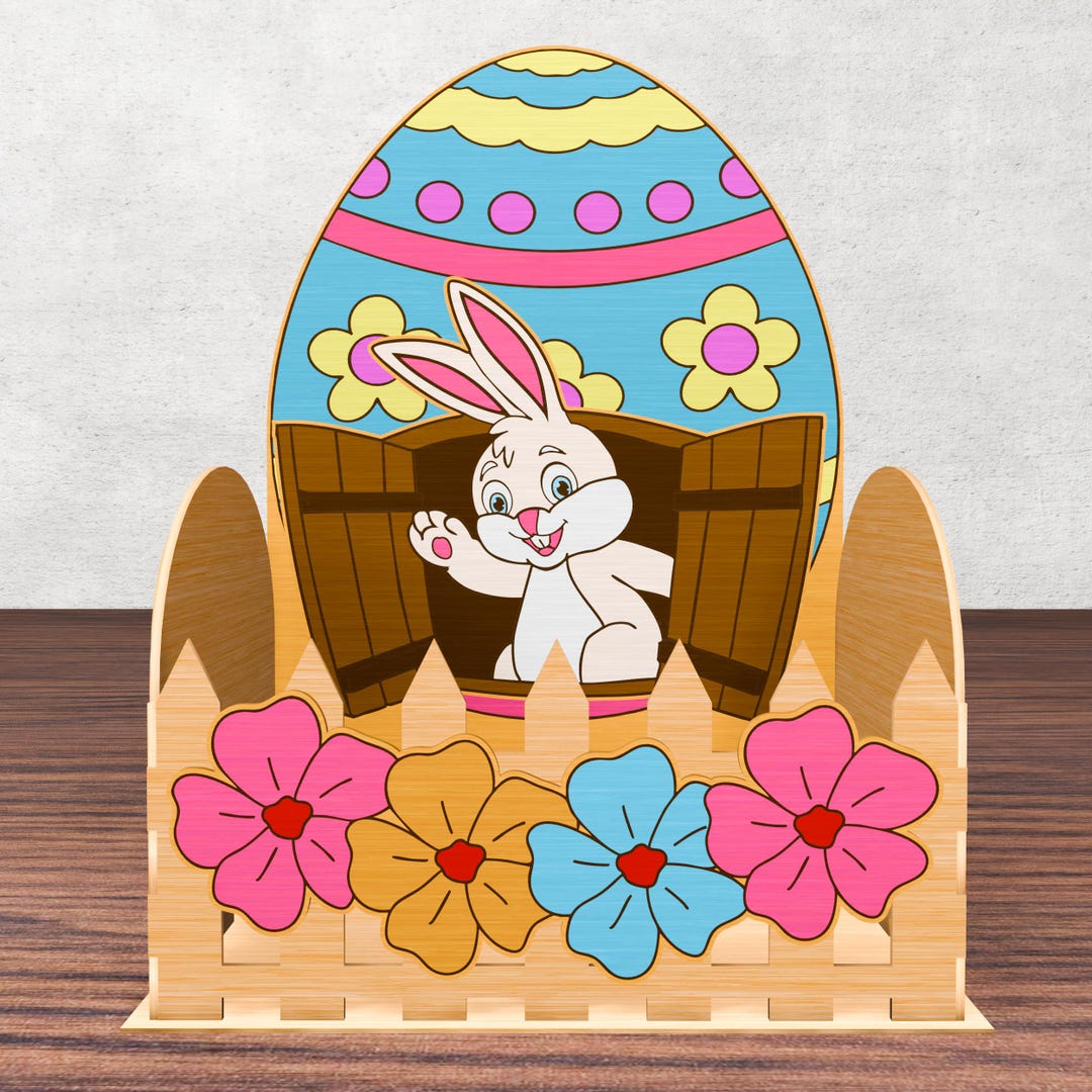Easter Bunny Basket Svg, Egg Holder Easter Rabbit Basket Laser, Laser ...