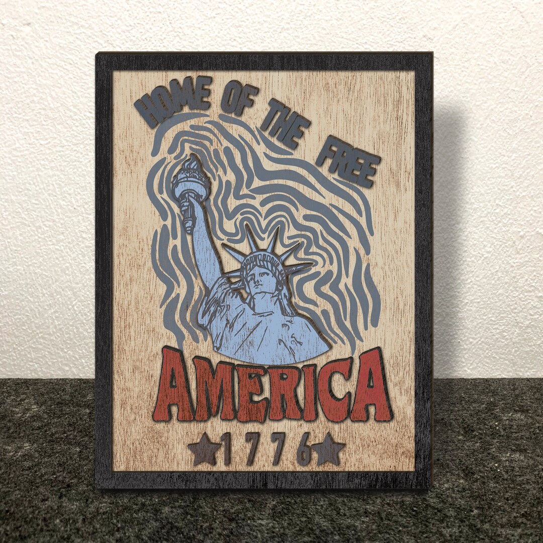 Independence Day, USA Flag SVG, Flag,laser Cut Files - 2 Layer Art ...