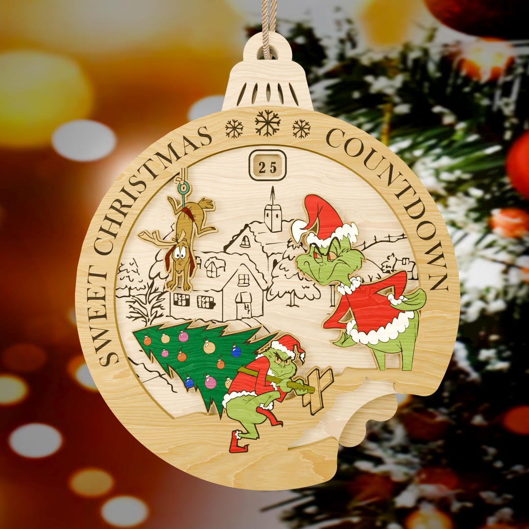 Christmas Monster Countdown Ornament SVG: Layered Laser Cut File ...