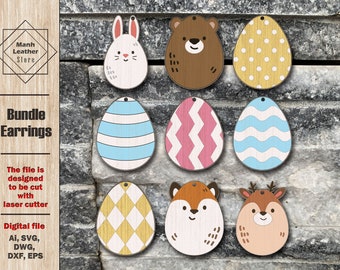 Cute Easter Earrings SVG, Bunny SVG, Earrings Templates Svg, Faux ...