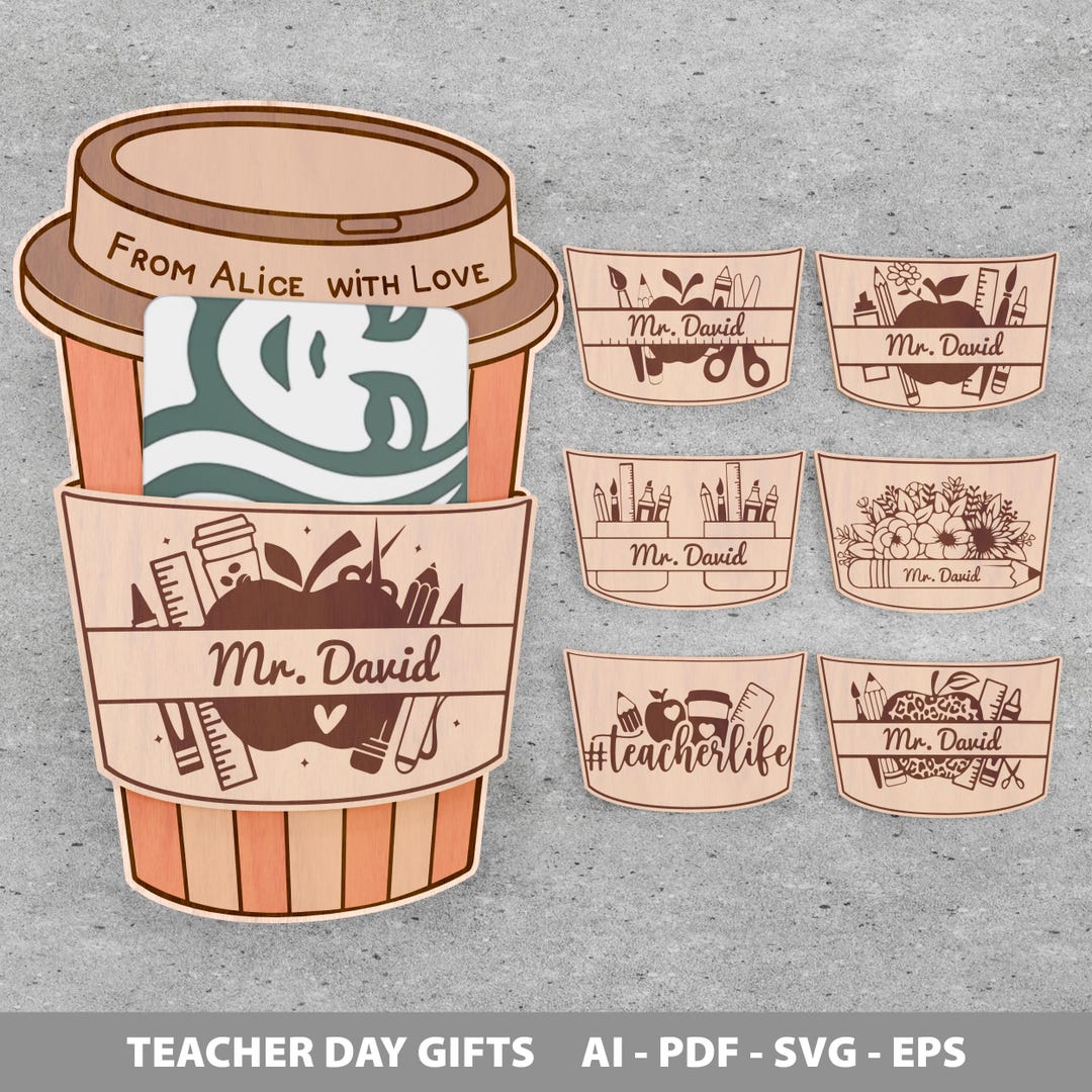 Personalized Teacher Gift Card Wooden Holder, Custom Appreciation Gift ...