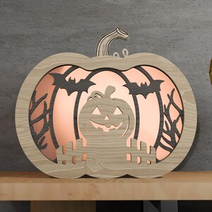 Smiling Pumpkin Lightbox SVG – Halloween Laser Cut File With Fence and ...