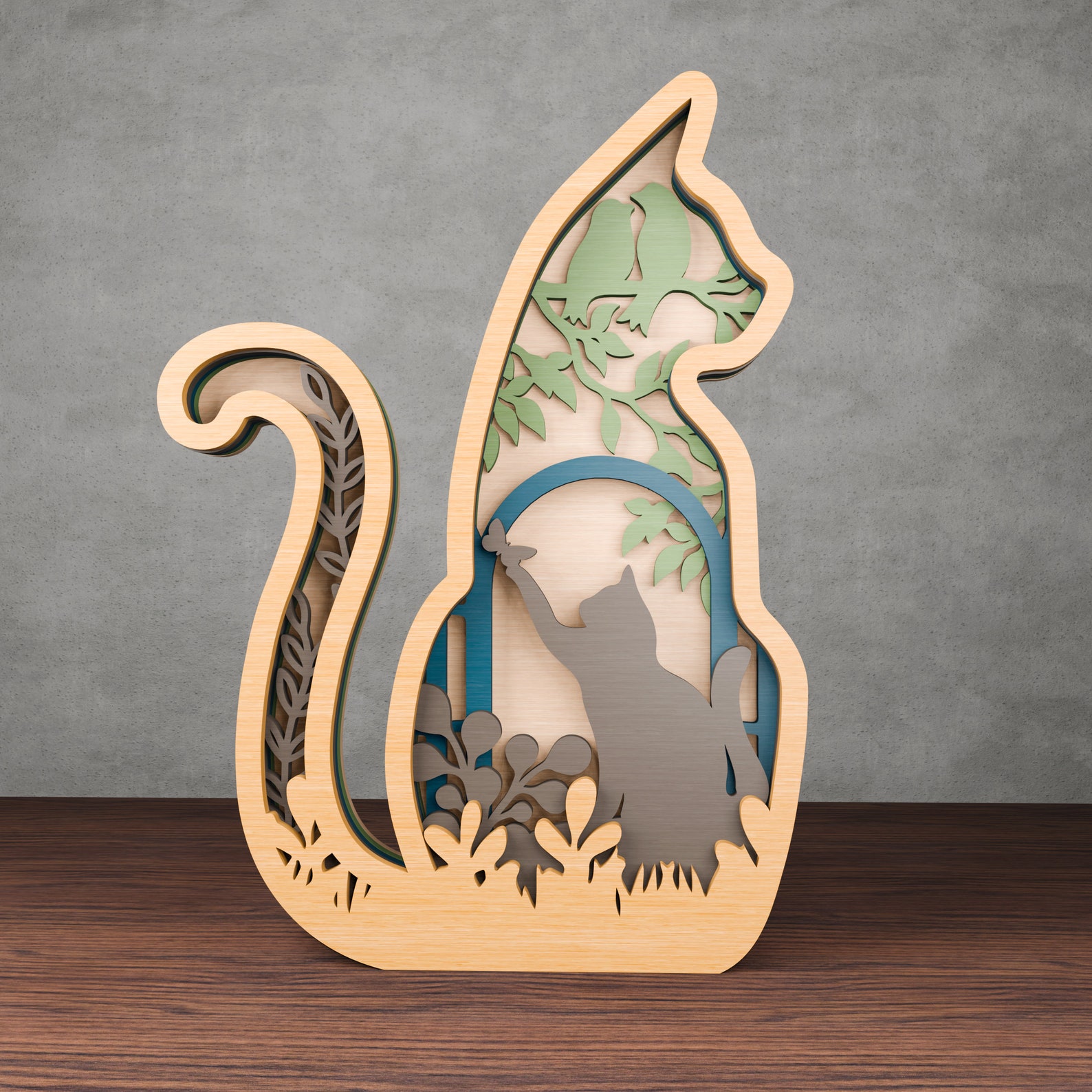 3D Layered Cat SVG: Laser Cut File, 5 Layer Art (digital Download) - Etsy