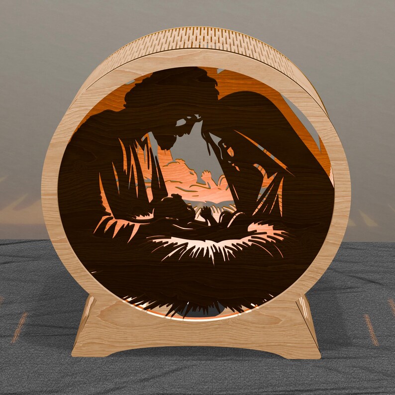 Laser Cut Nativity Scene Christmas Lamp: 3D Holiday Decor (digital ...