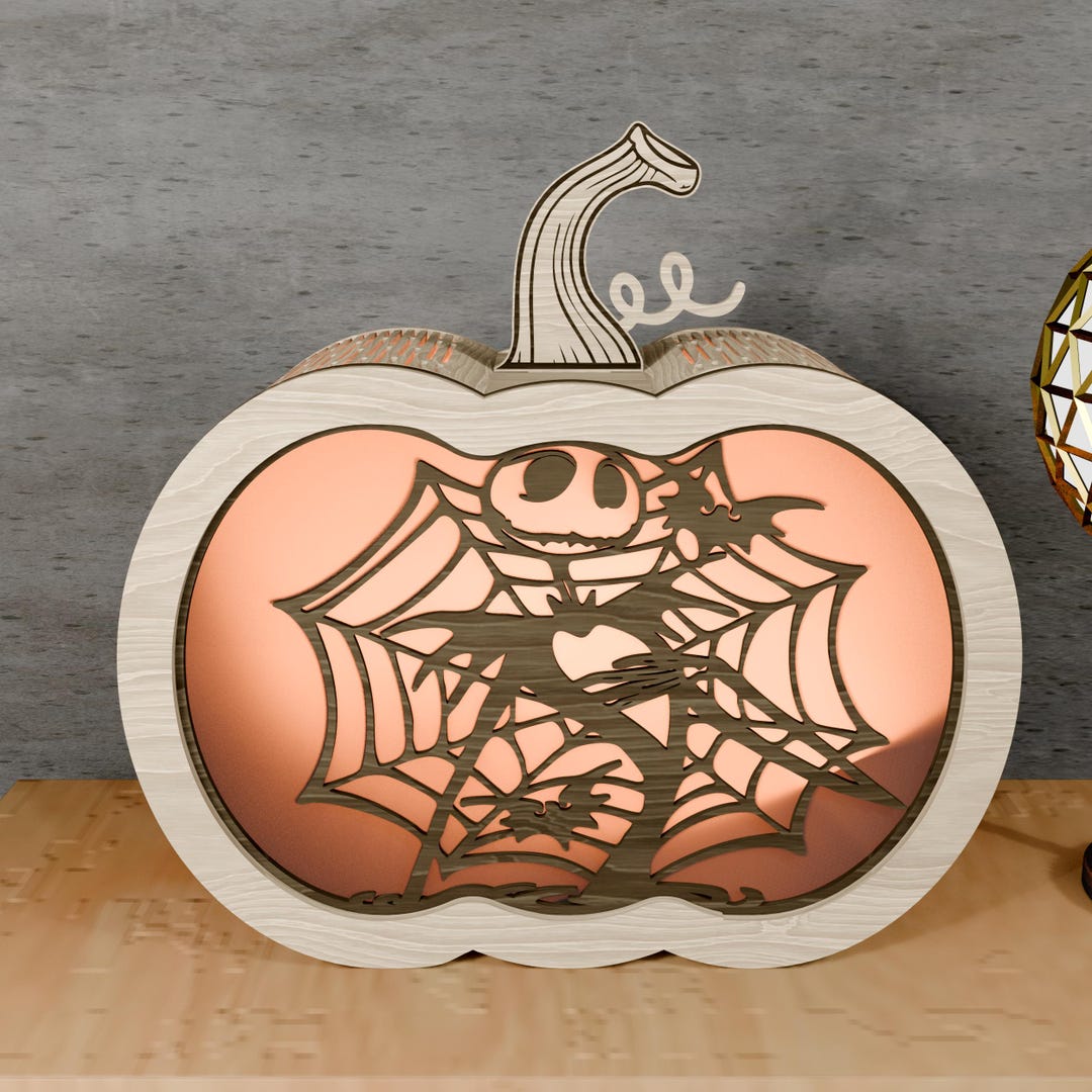Skeleton Spiderweb Lightbox SVG – Halloween Pumpkin Laser Cut File for ...