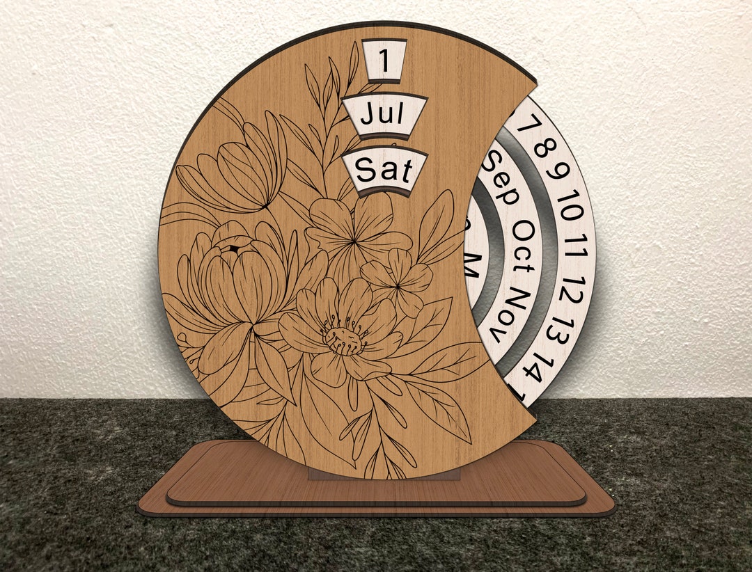 Calendar Svg, Flower Calendar Design File, Flower Calendar Decor Svg ...