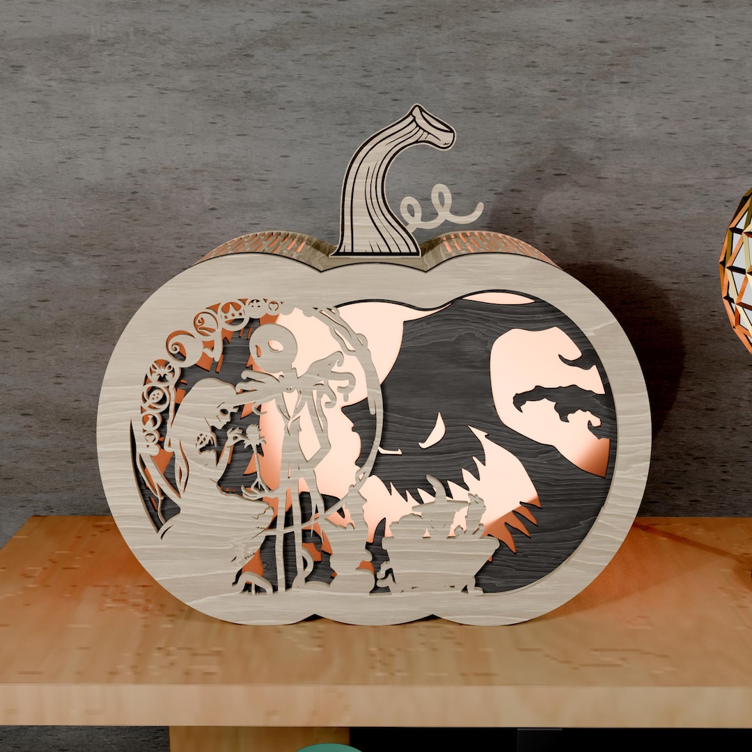 Pumpkin Light Box SVG | Halloween Skeleton Couple Shadow Box File ...