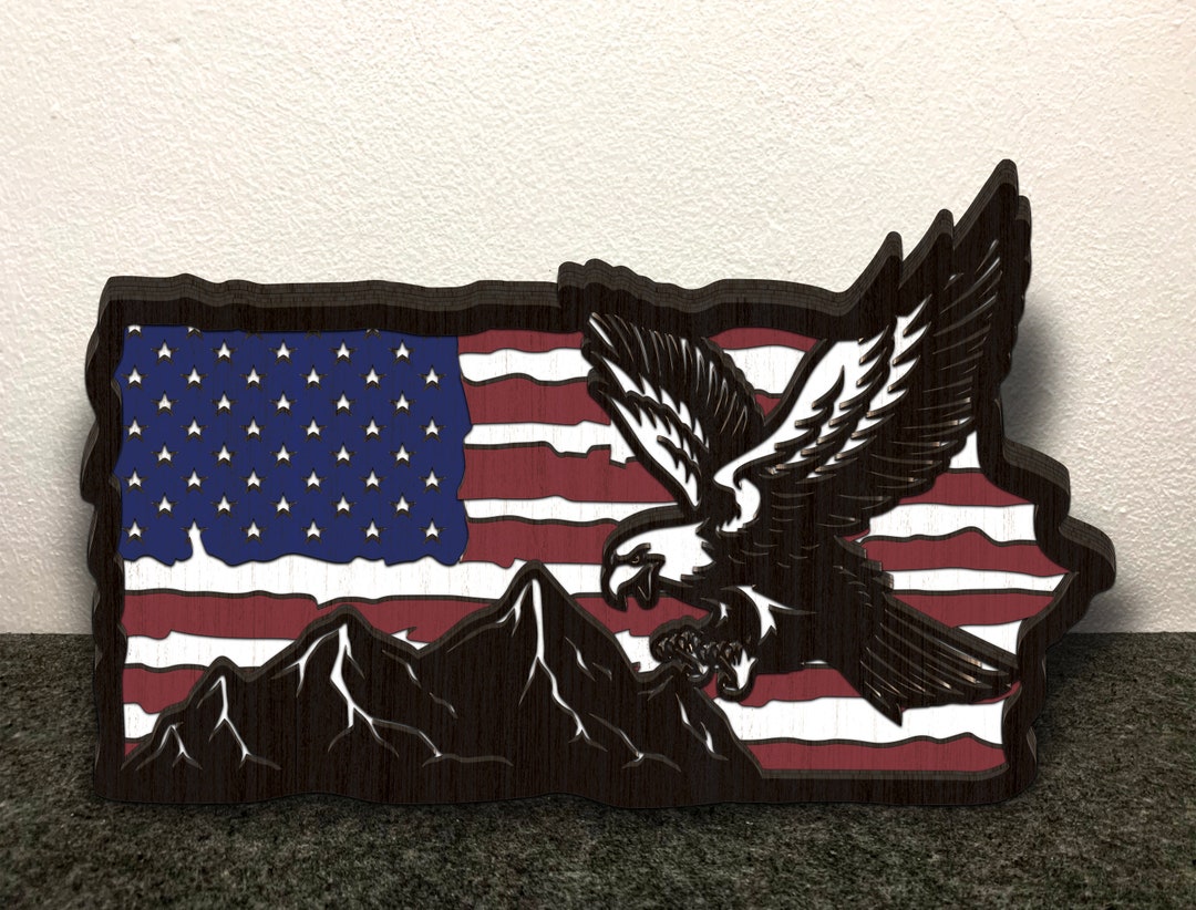 Eagle USA Flag SVG: 7 Layer Laser Cut File for Glowforge - Etsy