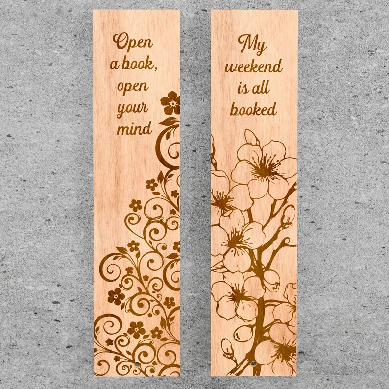 Floral Bookmarks Laser Cut Template: Book Lover Gift (SVG, EPS, Ai, PDF ...
