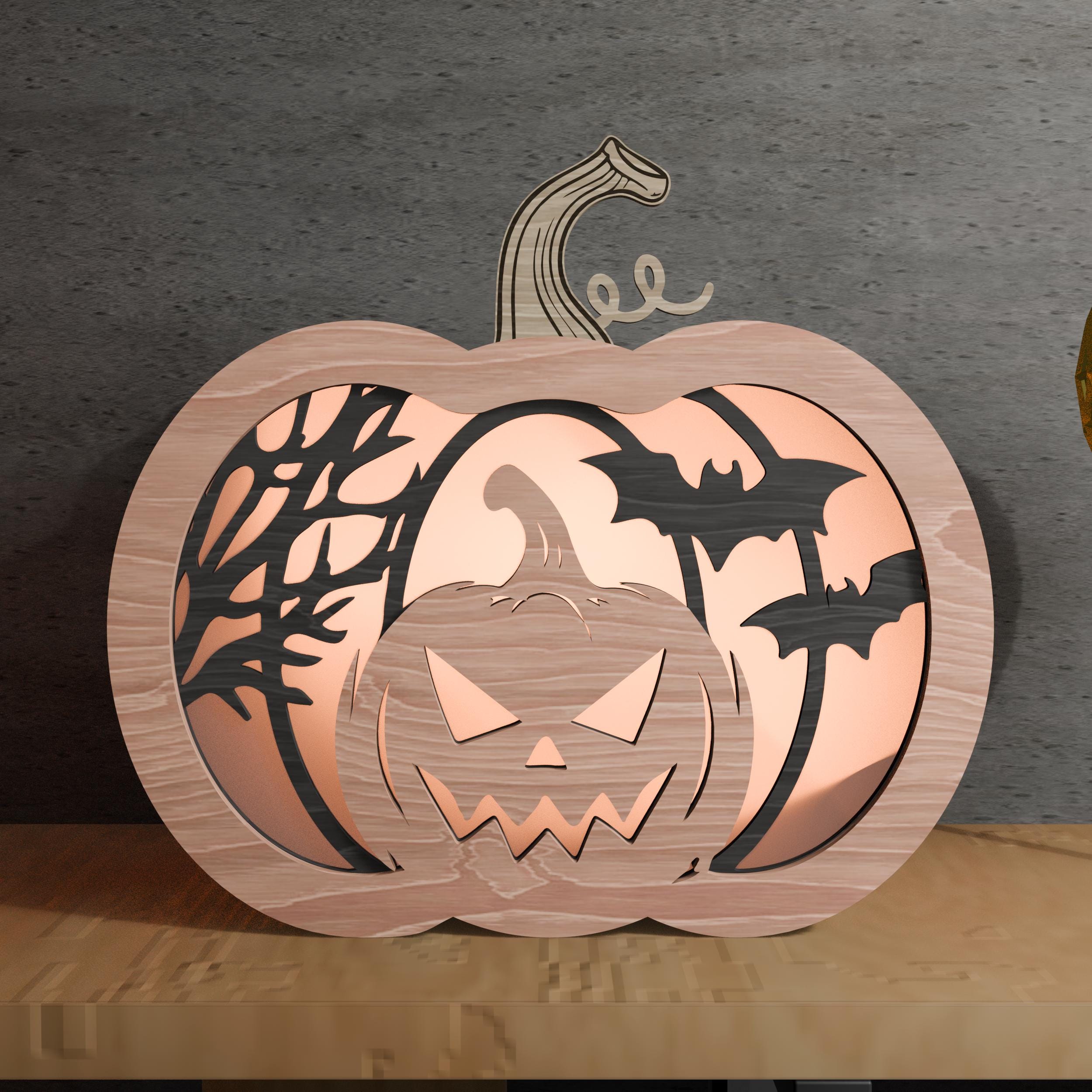 Spooky Pumpkin Lightbox SVG: Halloween Shadowbox Laser Cut File ...