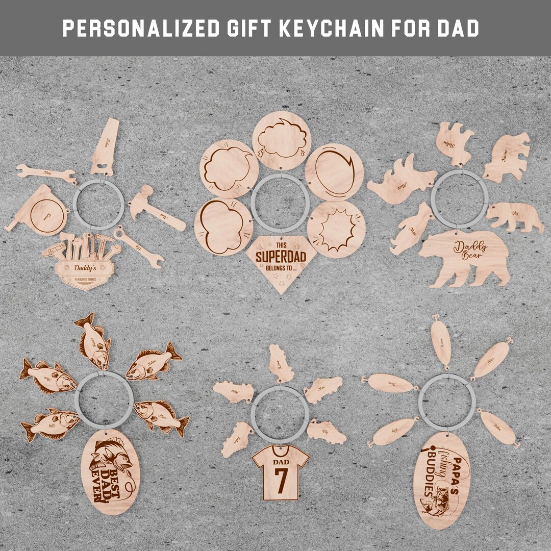 Dad Keychains Svg, Glowforge File, Father's Keychain SVG, Glowforge Dad ...