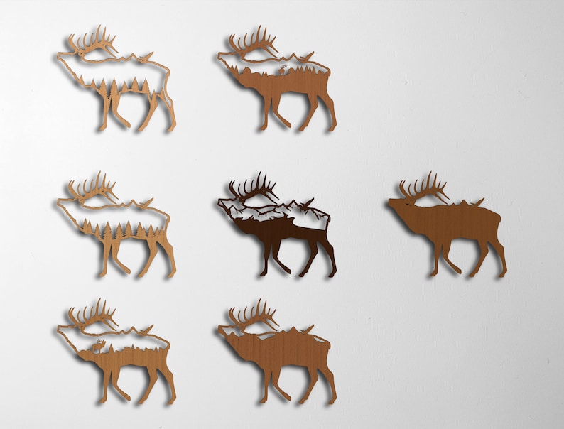Elk SVG, Laser Cut Files - 7 Layer Art Piece for Glowforge - Multi ...