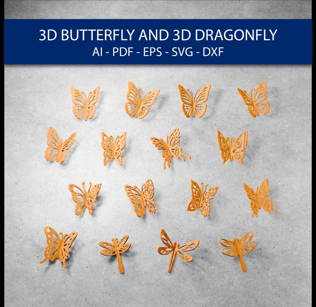 3D Butterflies and Dragonflies Bundle, 3D Butterflies Sign Peace Joy ...