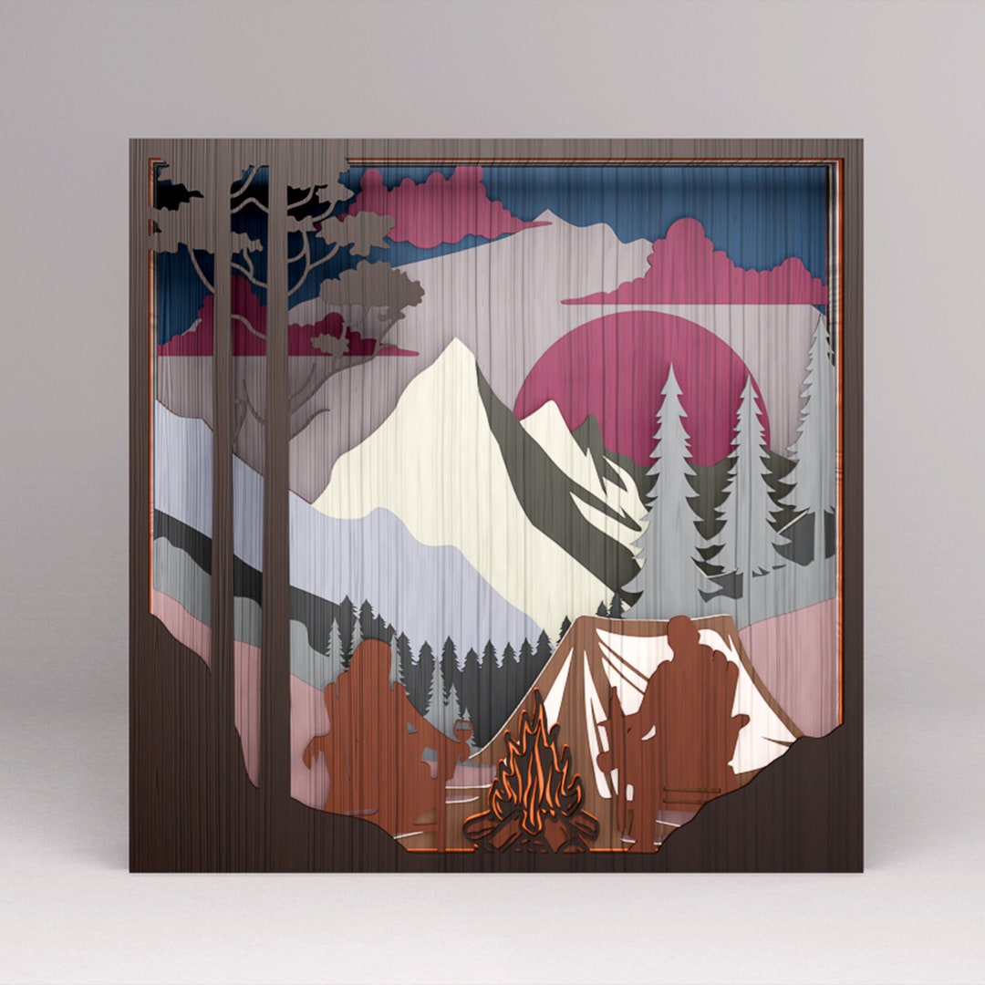 Camping Multi-layer, Laser Cut Fles - 14 Layer Art Piece for Glowforge ...