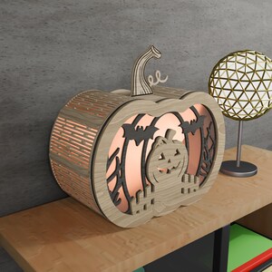 Smiling Pumpkin Lightbox SVG – Halloween Laser Cut File With Fence and ...